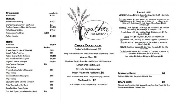 Handcrafted Drinks – Gather Restaurant