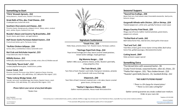 Dinner Delicacies – Gather Restaurant